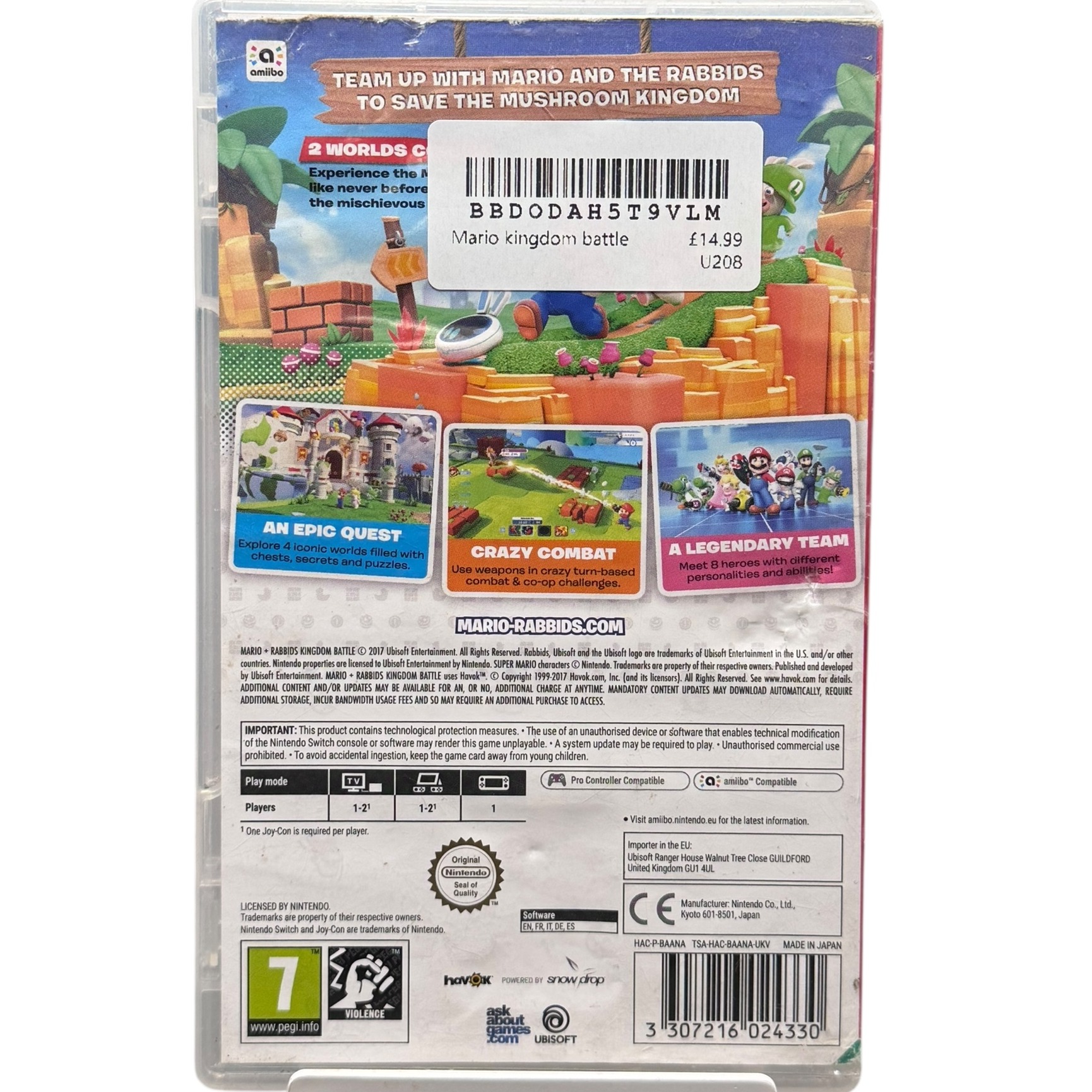 Pre-owned Mario + Rabbids Kingdom Battle - Nintendo Switch (PEGI 7 ...